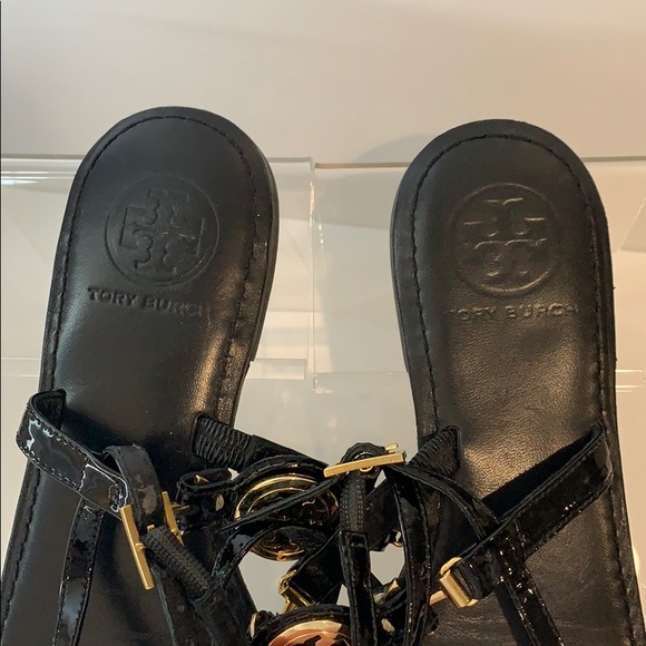 Tory Burch | Shoes | Tory Burch Sandals With Gold Logo | Poshmark